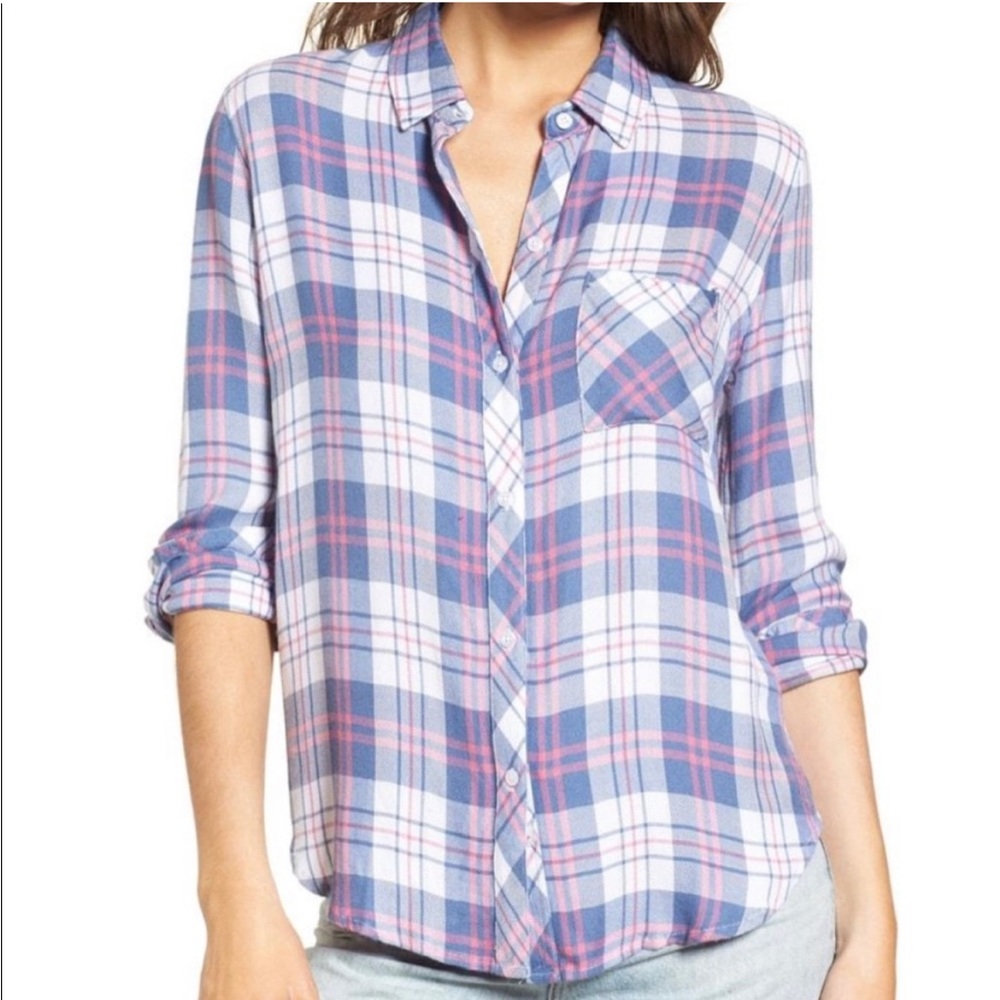 Rails Hunter Plaid Watermelon Coast White Button Down… - Gem